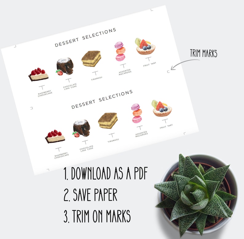 Dessert Bar Menu Template: 300+ Dessert Images (4x9" Printable) - Etsy