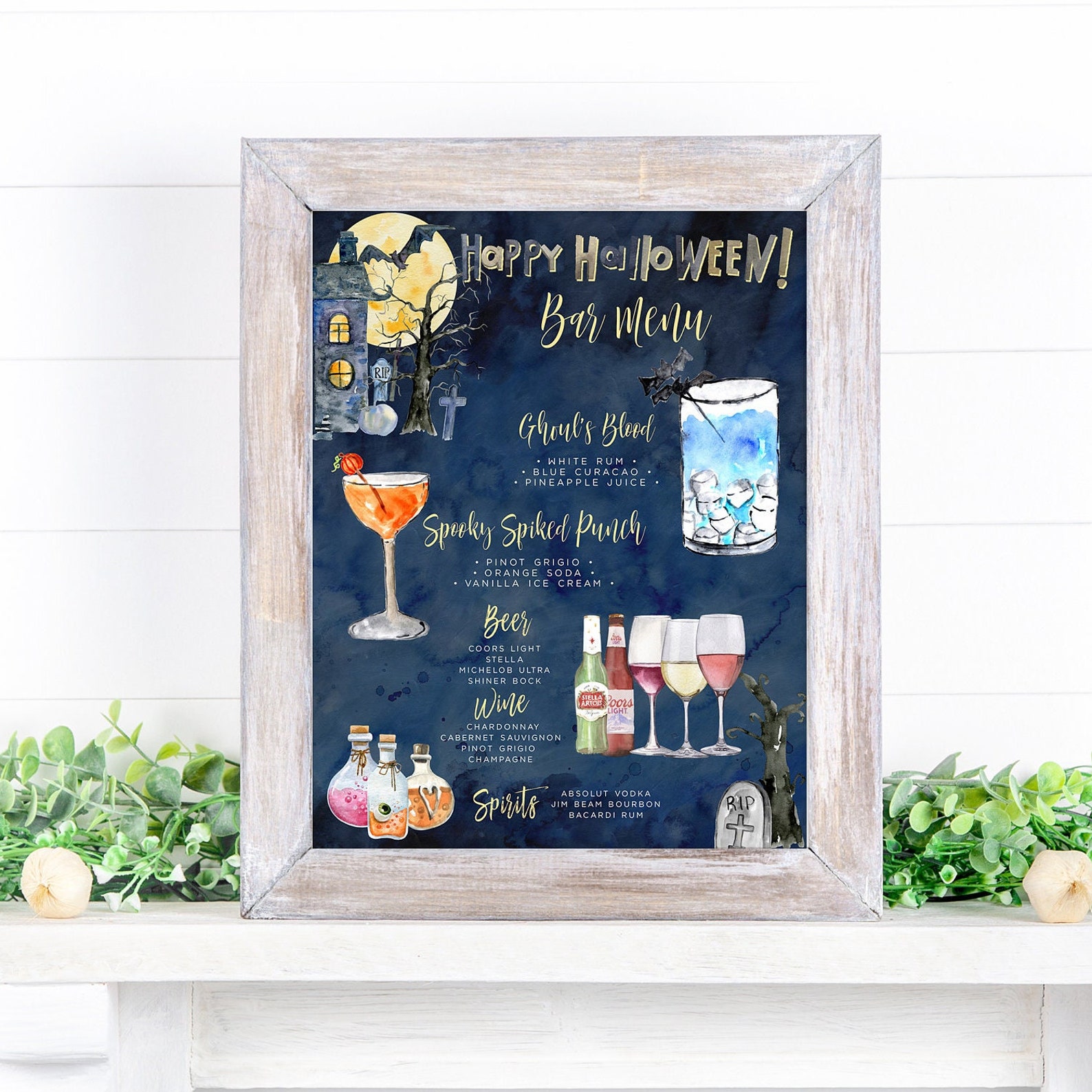 Halloween Bar Menu Printable Sign Halloween Signature - Etsy