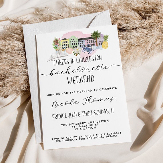 Charleston Bachelorette Weekend Invitation Template, Printable Hen ...