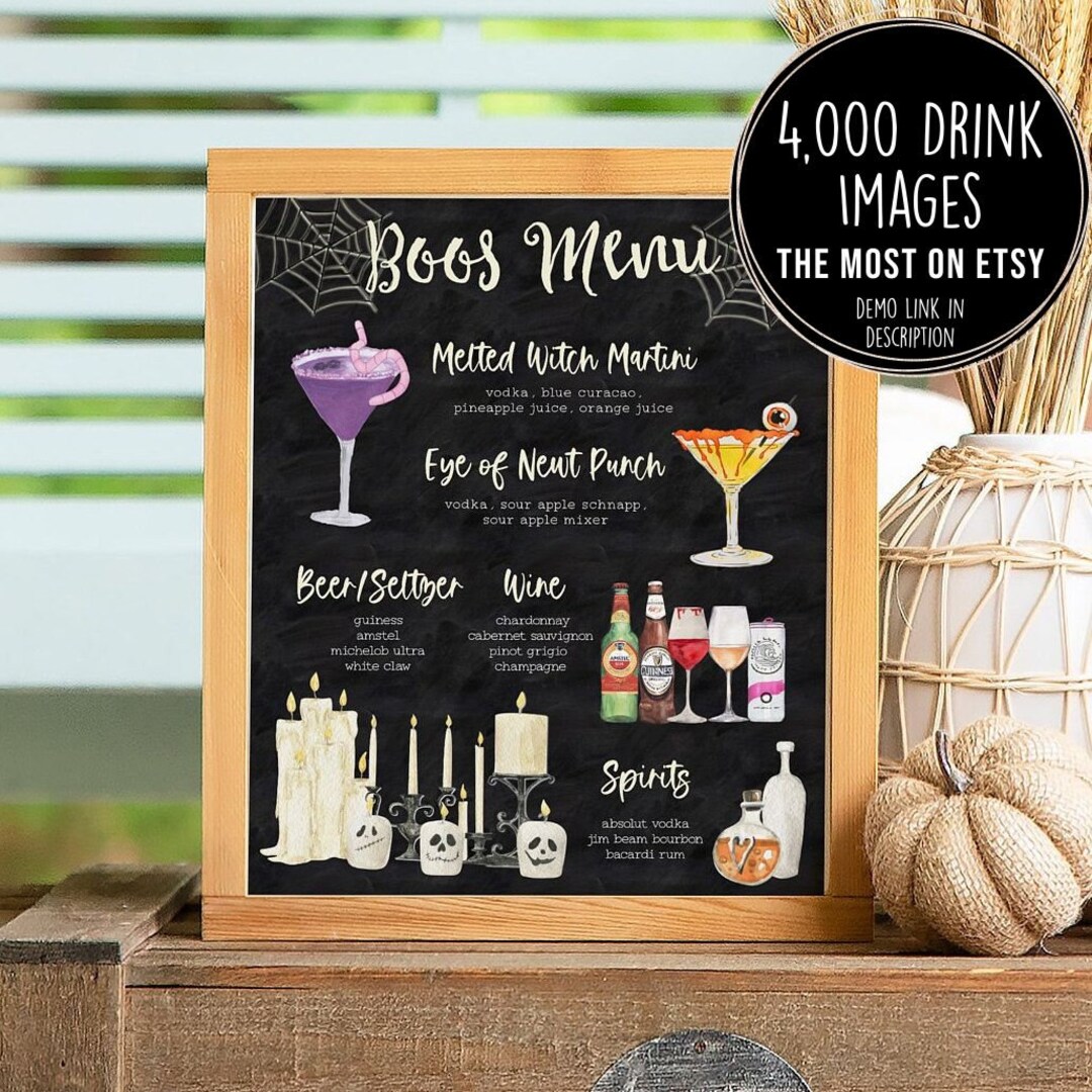 Halloween Bar Menu Template, Halloween Signature Cocktails Template ...