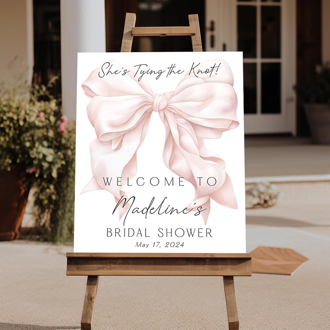 Pink Bow Bridal Shower Welcome Sign Template (instant Download ...