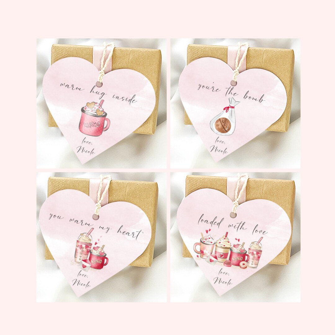 Valentines Gift Tag Template, Editable Valentines Tag, Heart Shaped ...