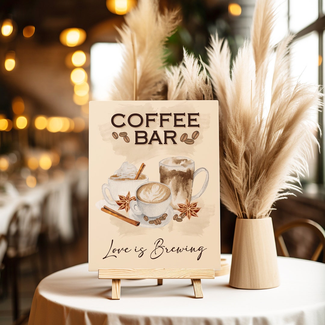Love is Brewing Coffee Bar Sign Instant Download, Printable Coffee Sign ...