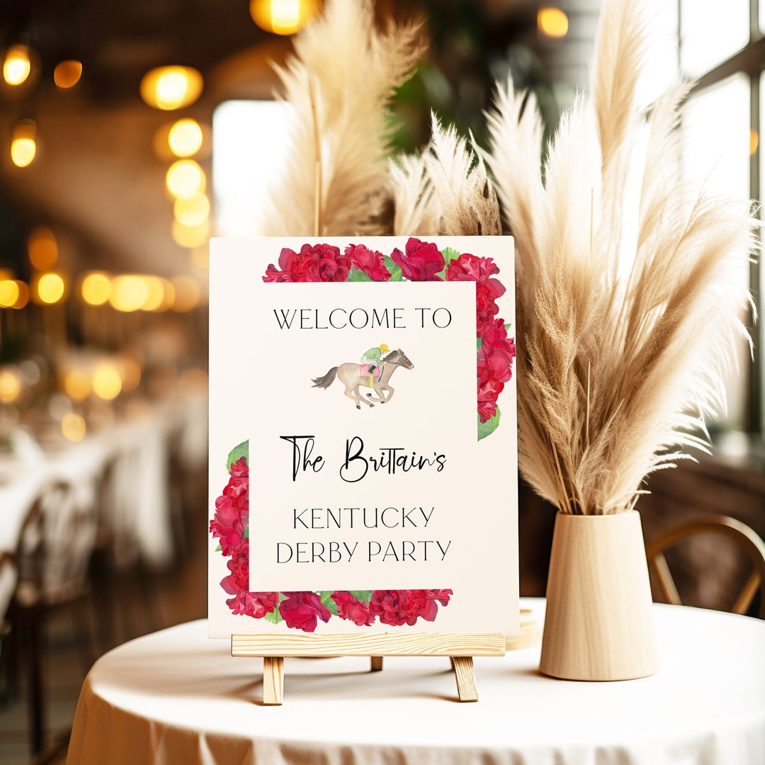 Kentucky Derby Welcome Sign Template: Red Roses, Editable (digital ...