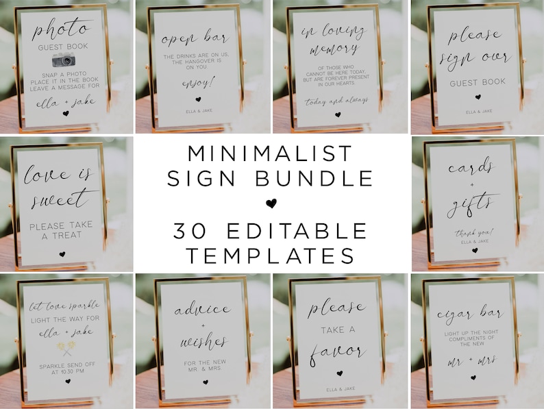 Minimalist Wedding Sign Bundle Modern Wedding Signs Bundle - Etsy