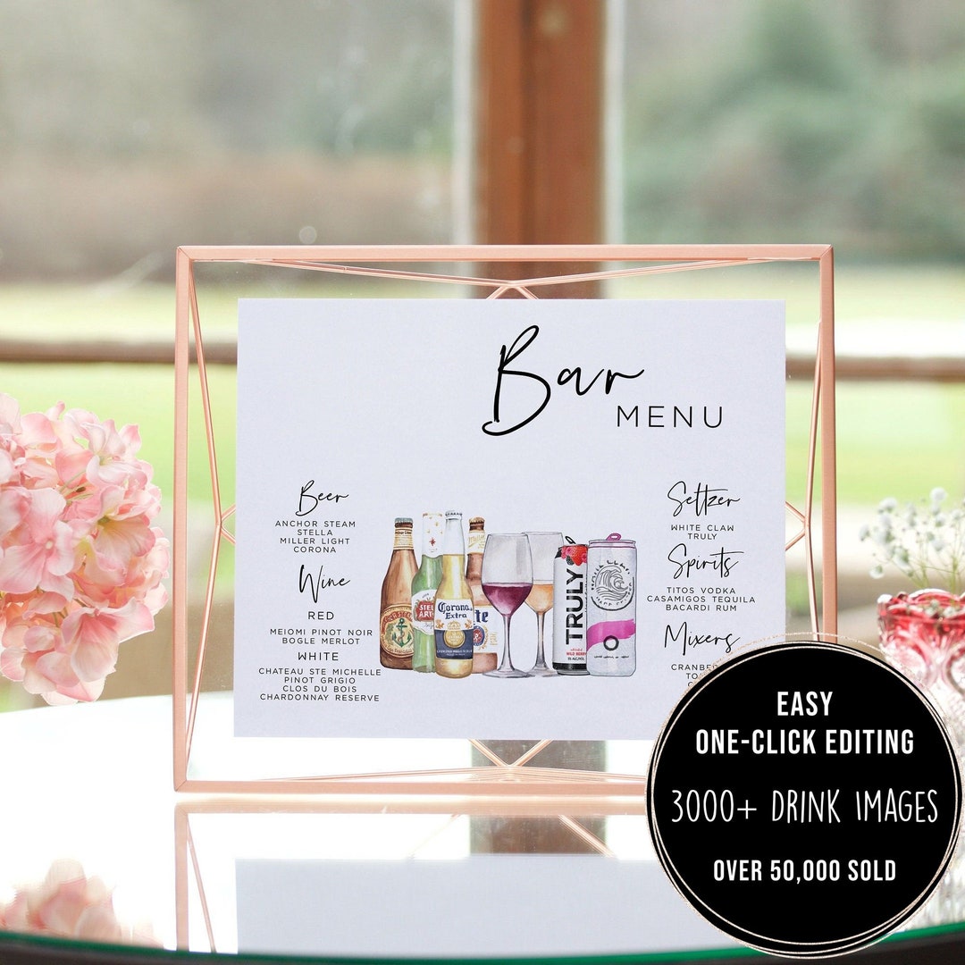 Bar Menu Template Modern Editable Drink Menu Template - Etsy