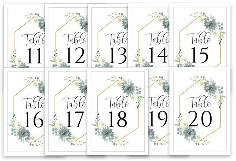 Printable Table Numbers and Reserve Signs Template Dusty Blue - Etsy