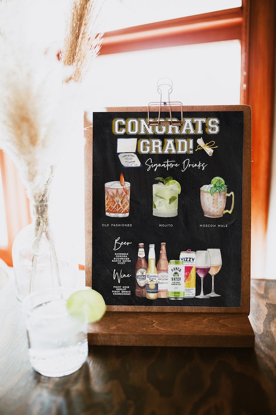 Bar Menu Template Graduation Editable Drink Menu Template | Etsy