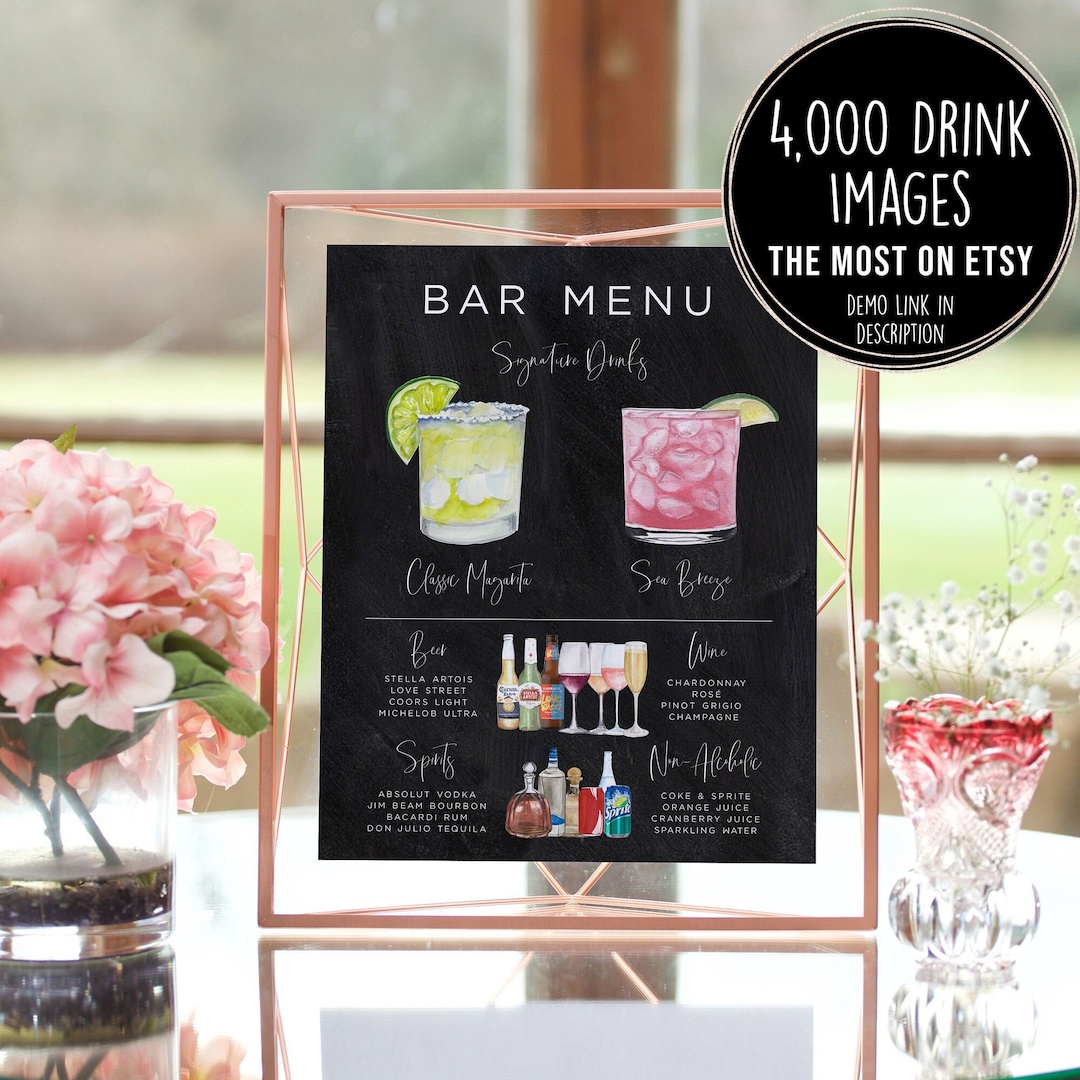Bar Menu Template, Modern Editable Drink Menu Template, Minimalist ...
