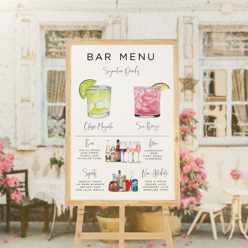 Bar Menu Template Modern Editable Drink Menu Template - Etsy