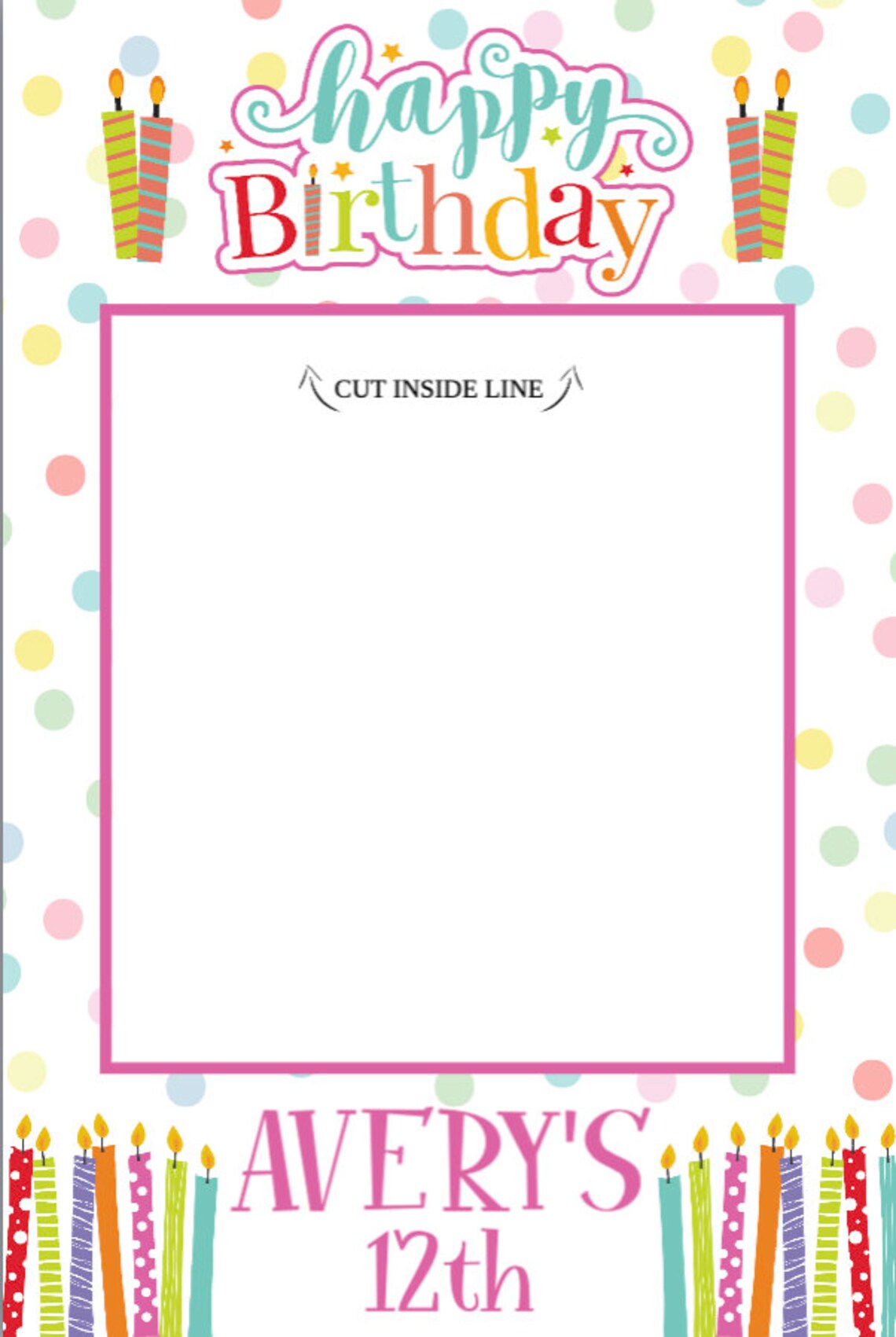 Birthday Photo Prop Frame Template Editable Happy Birthday - Etsy