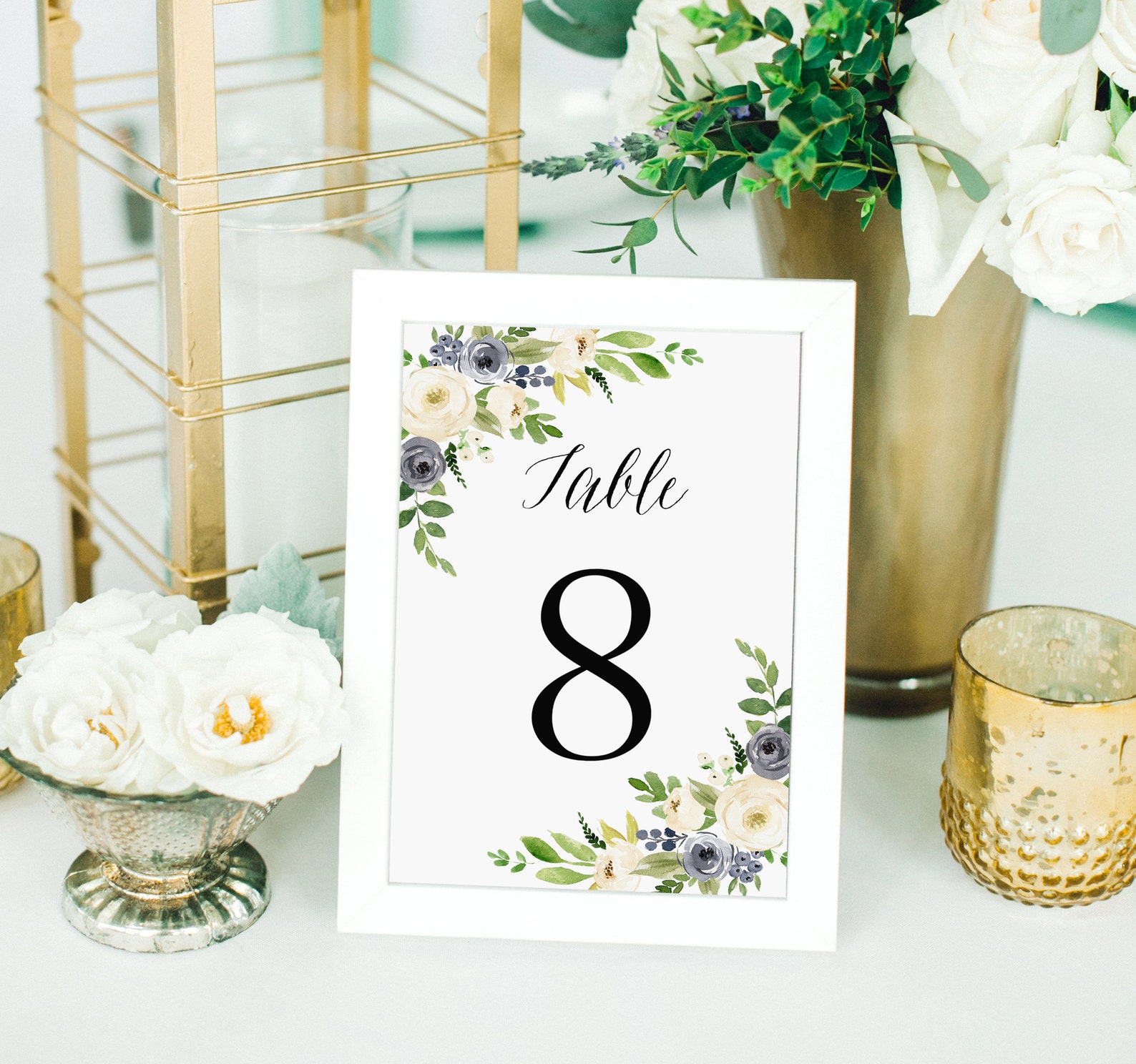 Table Number Template Dusty Blue Table Number Printable | Etsy