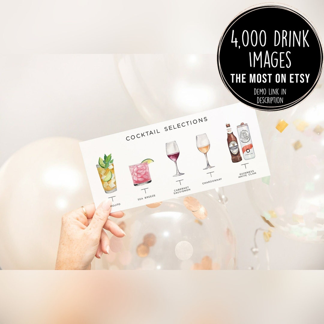 Bar Menu Card Template, Modern Editable Drink Menu Template, Minimalist ...