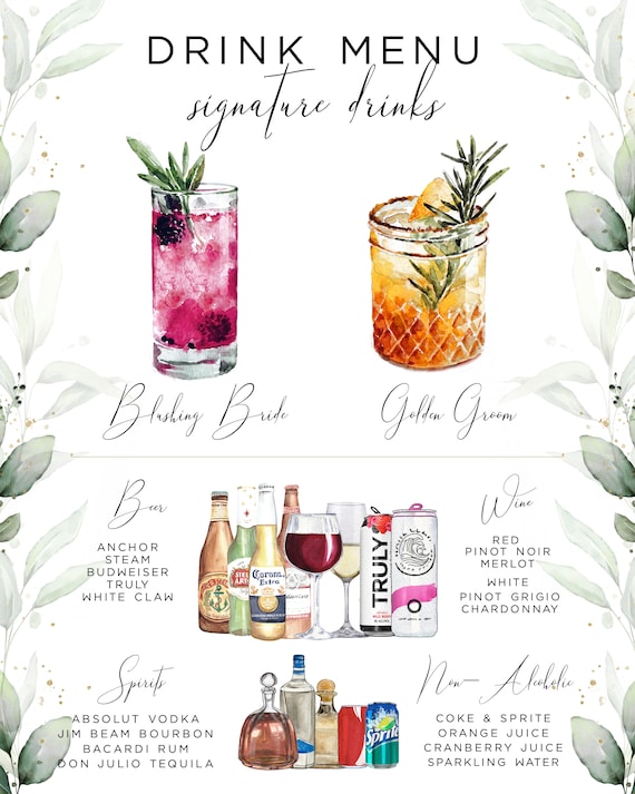 Bar Drink Menu Examples