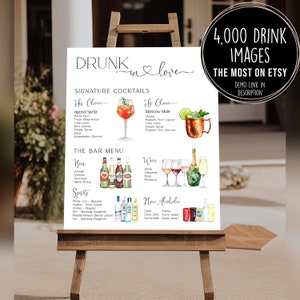 Bar Menu Template, Modern Editable Drink Menu, Minimalist Printable Bar ...