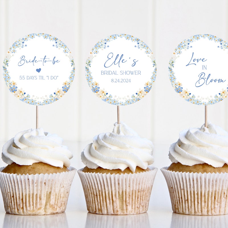 Blue Cupcake Toppers - Etsy
