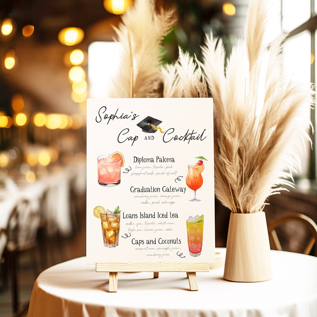 Graduation Signature Drink Template, Graduation Party Cocktail Sign ...
