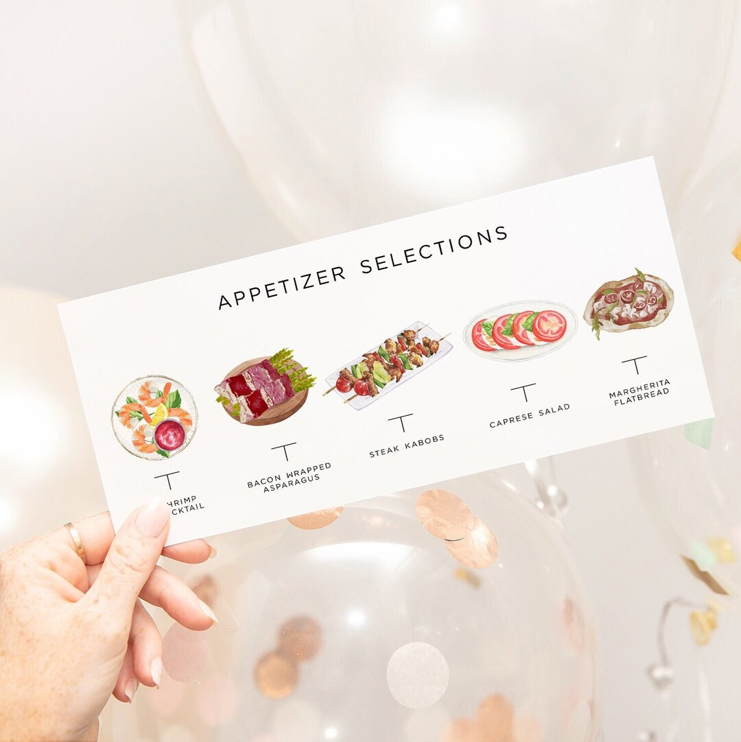 Appetizer Menu Template, Modern Editable Wedding Menu, Minimalist ...