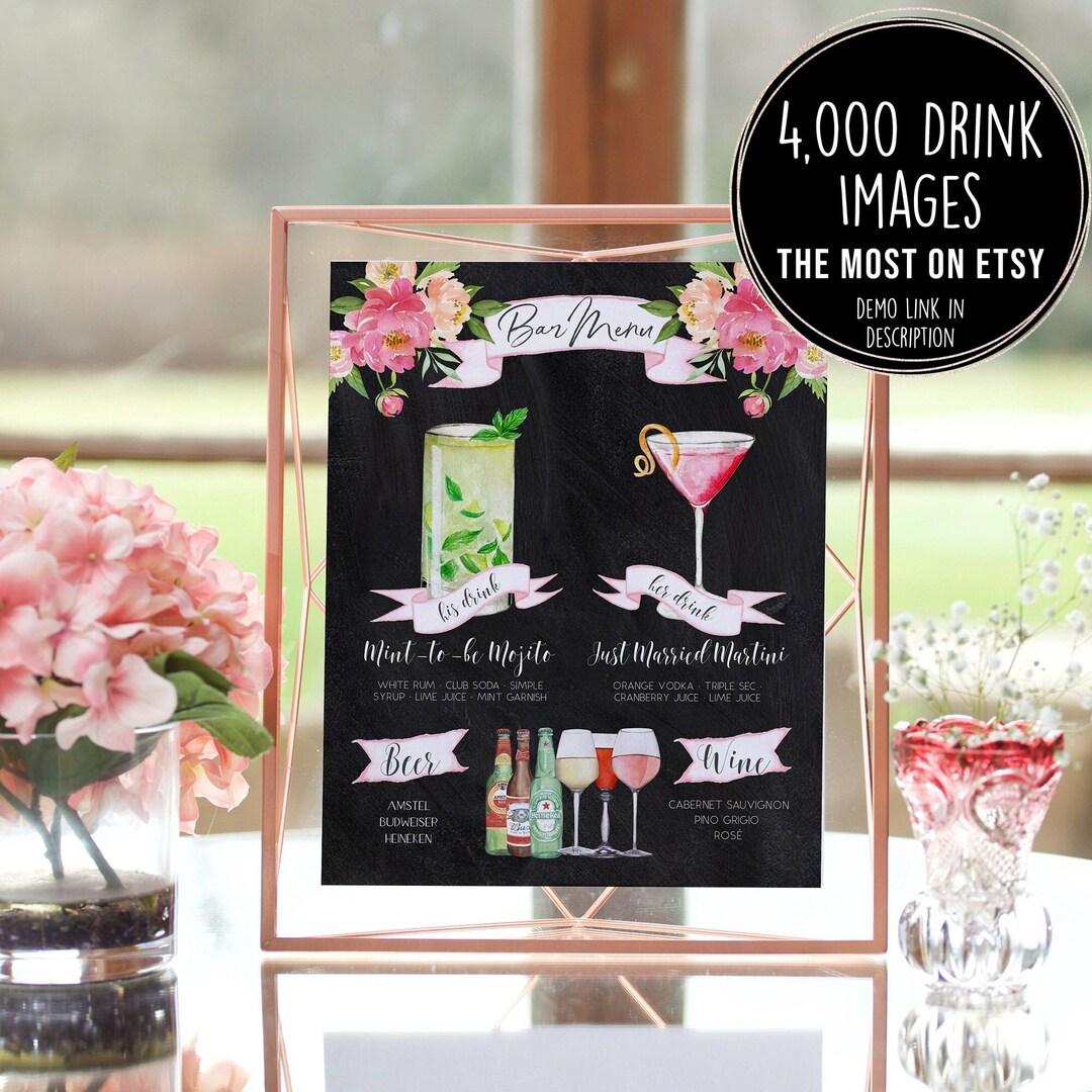 Signature Drinks Sign, Editable Signature Cocktails Template, Bar Menu ...