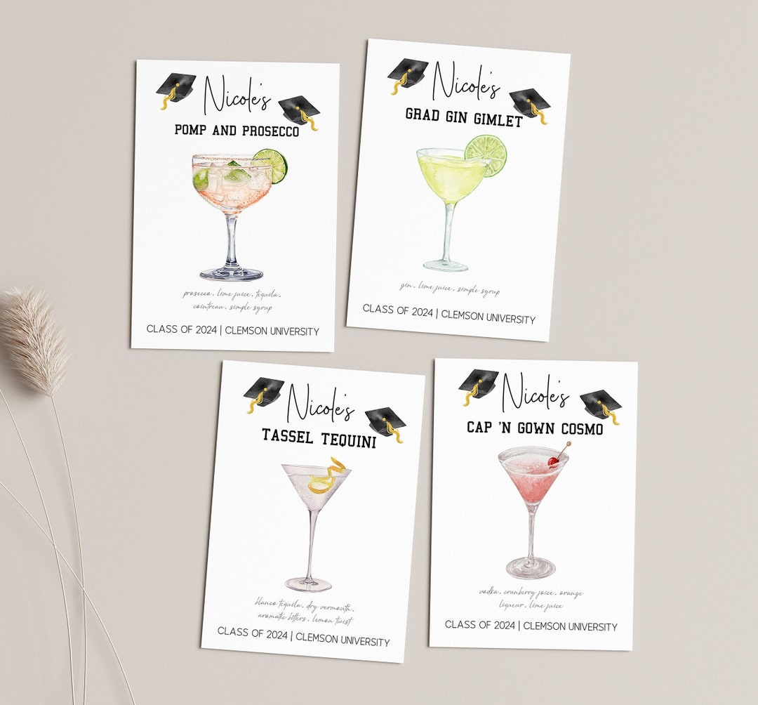 Graduation Party Cocktail Sign Templates, Editable Signature Drink ...