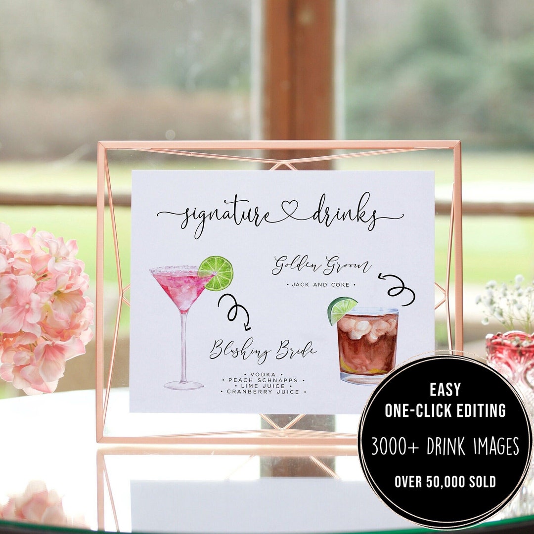 Modern Signature Drinks Template Modern Drink Menu Editable - Etsy