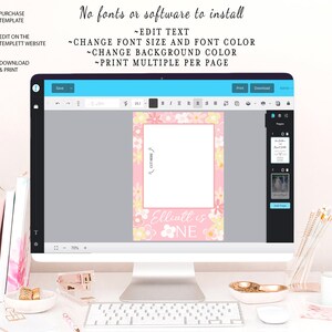 Daisy Photo Prop Frame Template, First Birthday Party Photo Prop, Pink ...