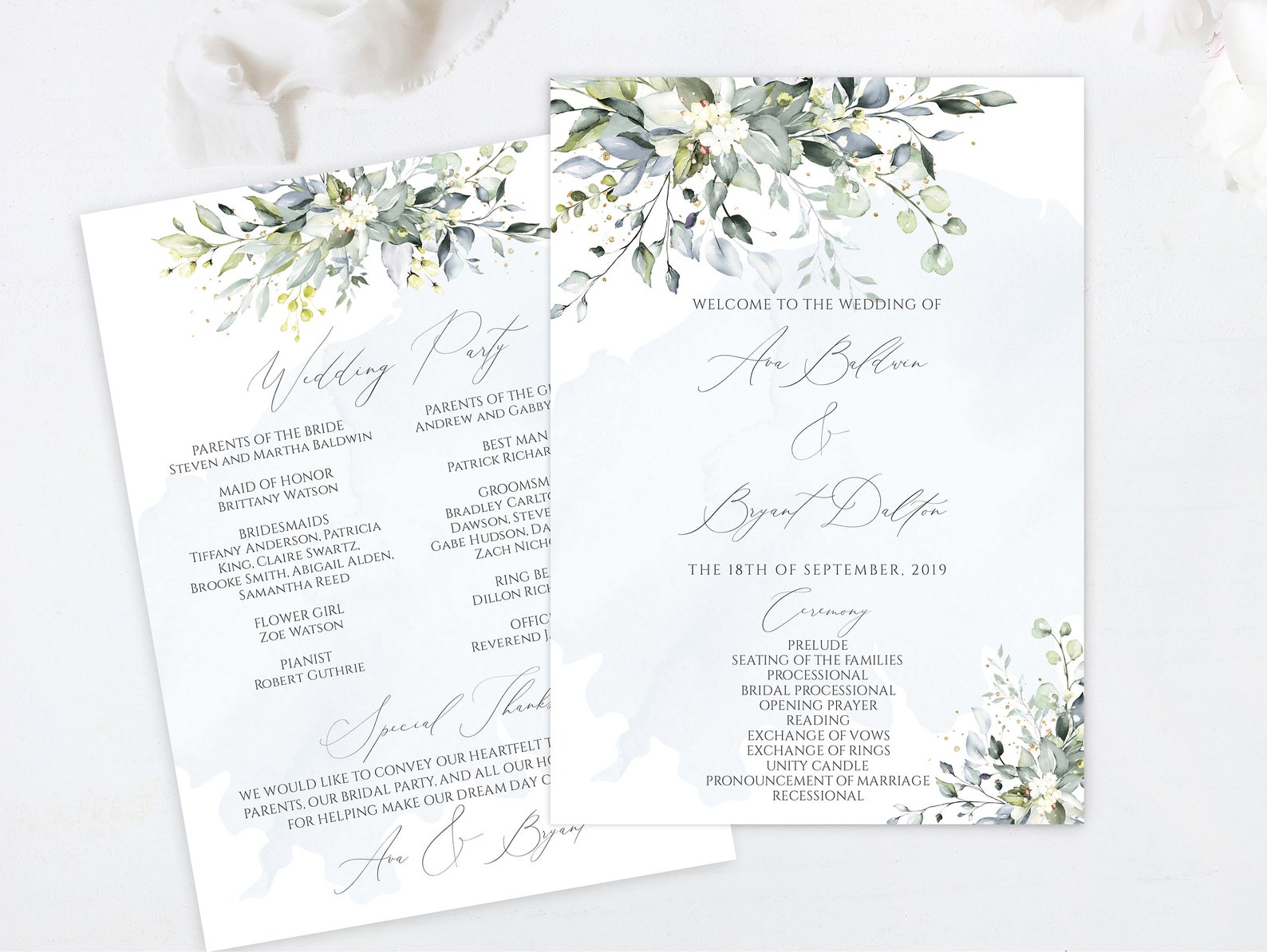 Succulent Wedding Program Template Greenery Ceremony | Etsy