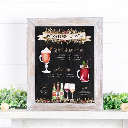 Fall Signature Drinks Sign Autumn Signature Cocktails - Etsy