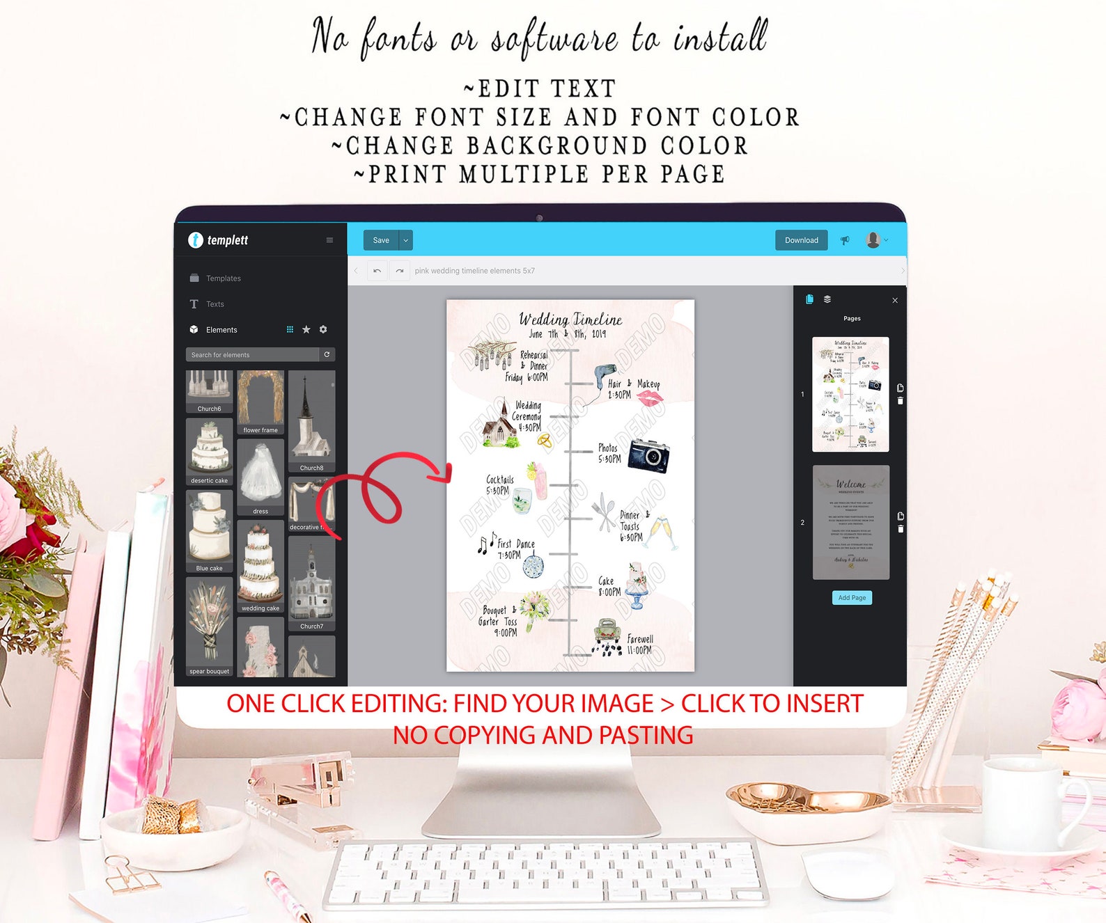Wedding Timeline Editable Timeline Rustic Wedding Timeline | Etsy UK