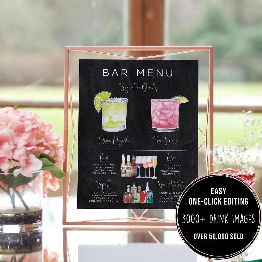 Bar Menu Template Modern Editable Drink Menu Template - Etsy