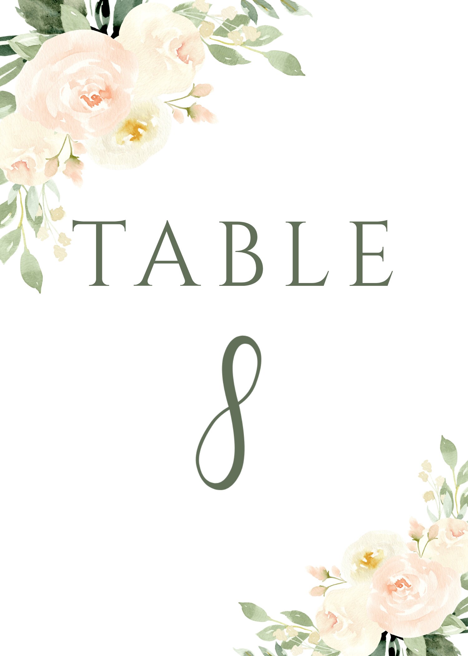 Printable Table Number Card Table Number Template Wedding | Etsy