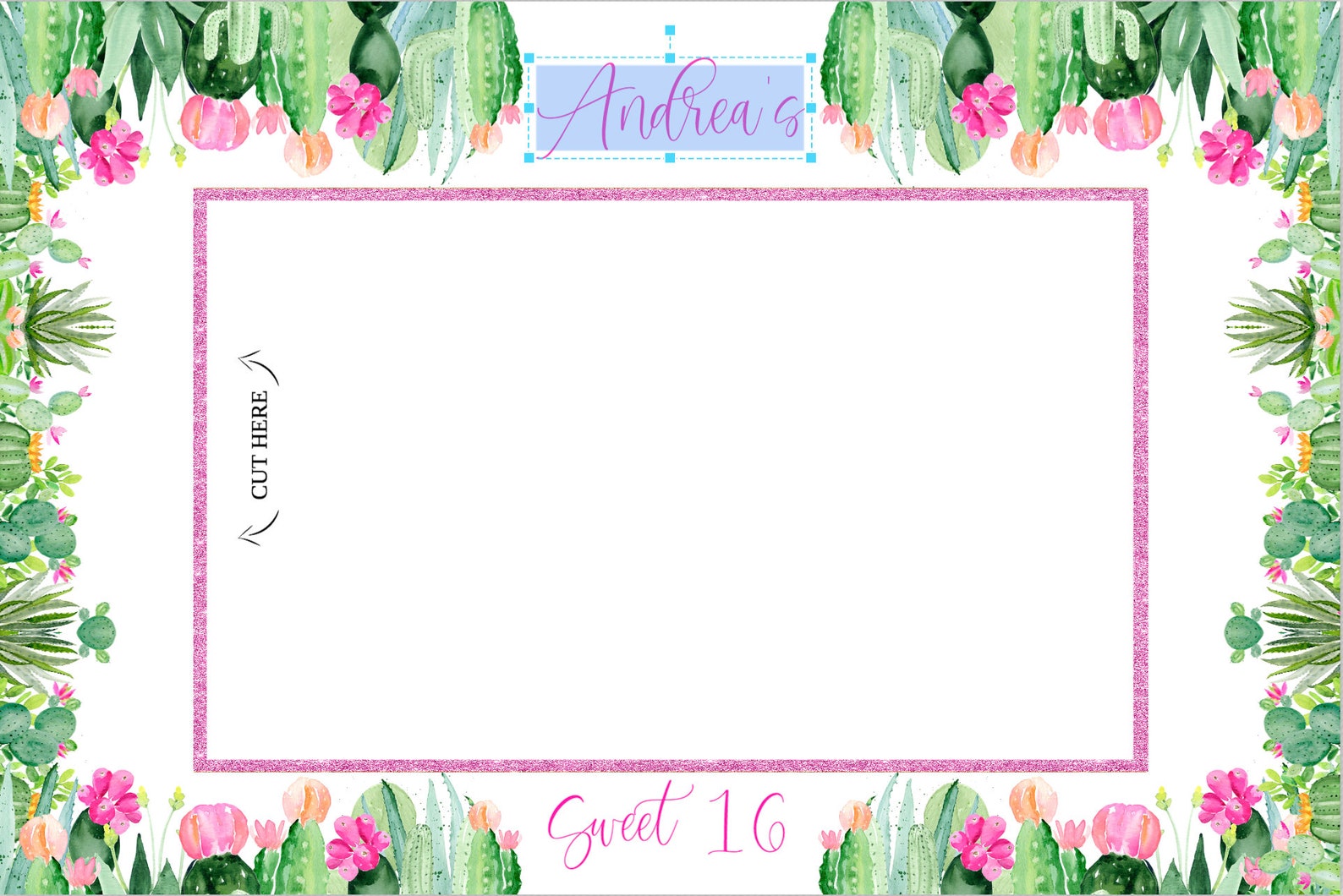 Cactus Photo Prop Frame Printable Template Bridal Shower / - Etsy