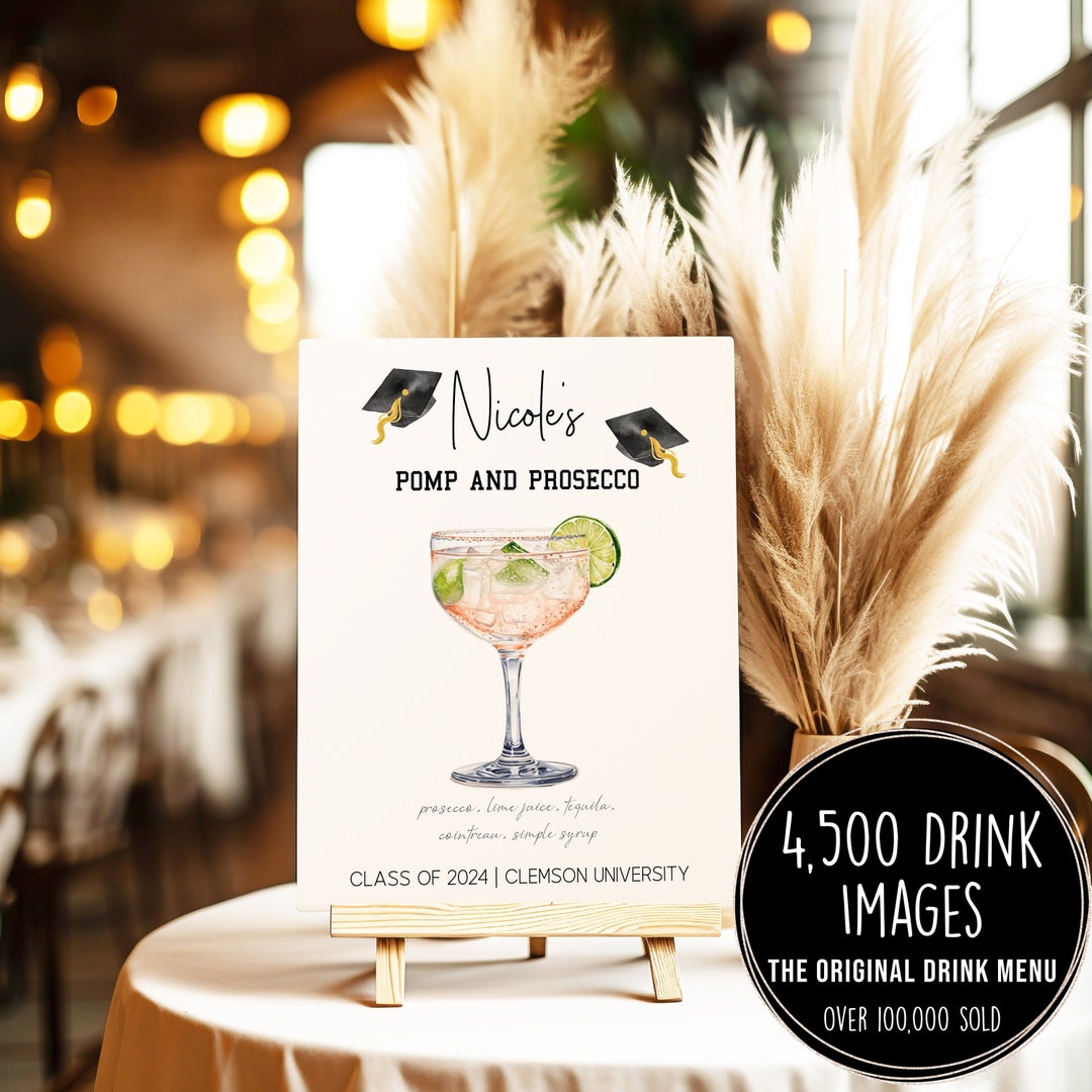 Graduation Party Cocktail Sign Templates, Editable Signature Drink ...
