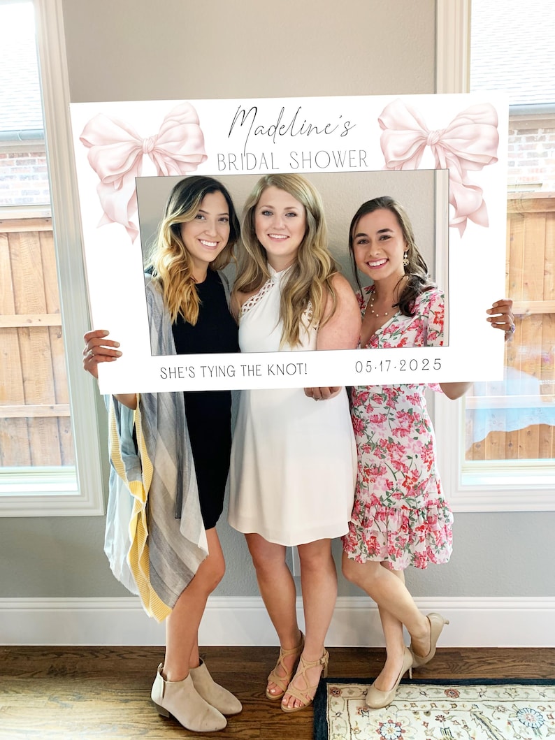Pink Bow Bridal Shower Photo Booth Frame: Printable Template - Etsy