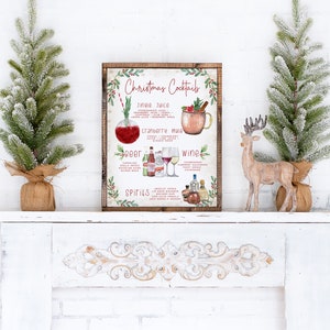 Holiday Party Drink Sign, Christmas Bar Menu Template, Pine Cone Drink ...