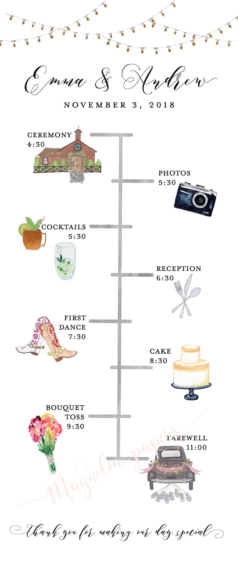 Wedding Timeline Editable Timeline Rustic Wedding Timeline - Etsy