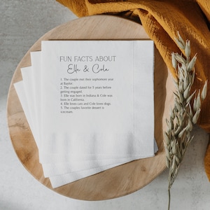 Personalized Foil Wedding Cocktail Napkins: Fun Facts, Custom Colors - Etsy
