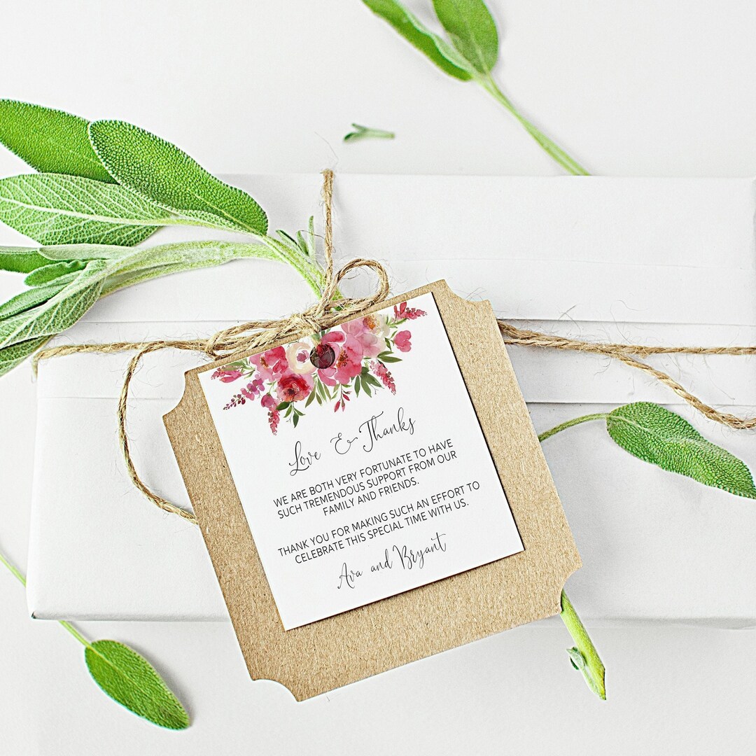 Bright Pink Gift Tag Template, Wedding Gift Tag Editable, Printable ...