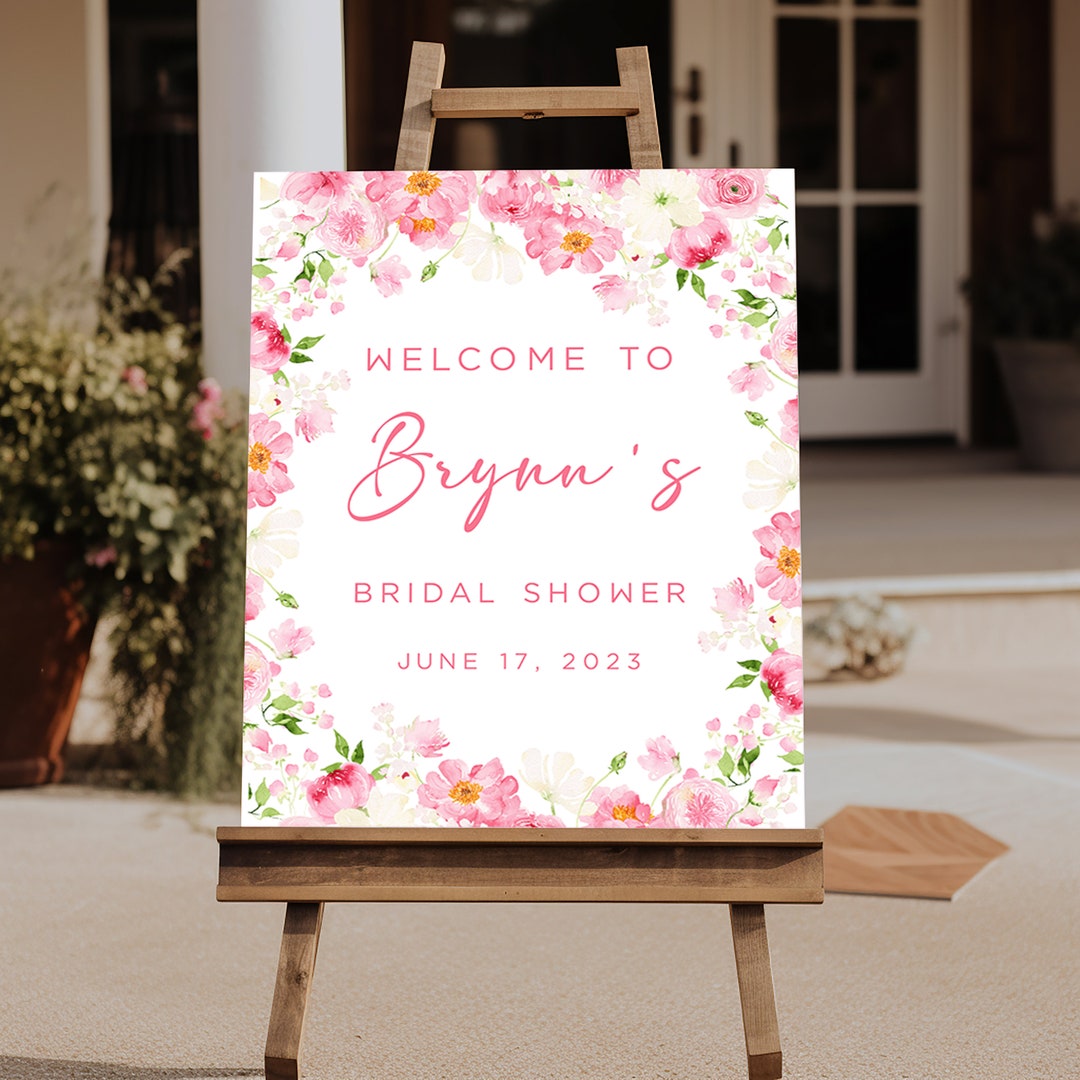 Bright Pink Bridal Shower Welcome Sign Template, Hen Party, Baby Shower ...