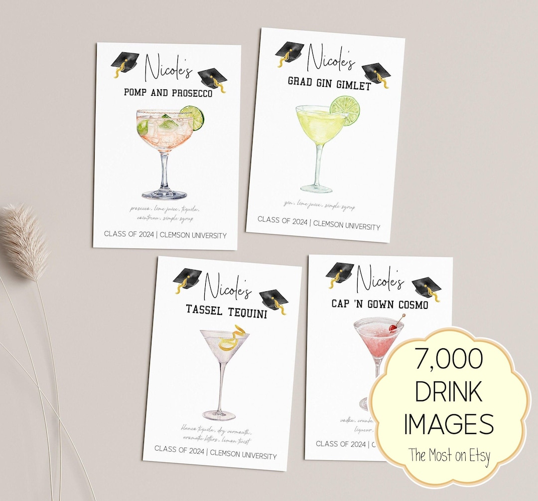 Graduation Party Cocktail Sign Templates, Editable Signature Drink ...