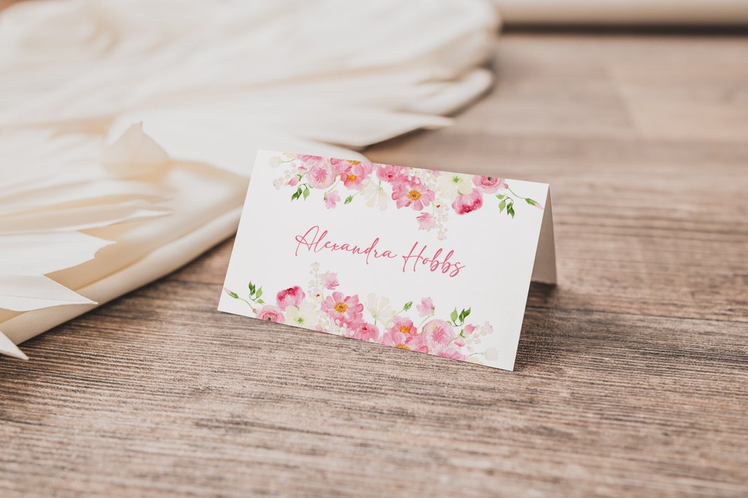 Bright Pink Place Card Template, Food Label, Bright Pink Place Card ...