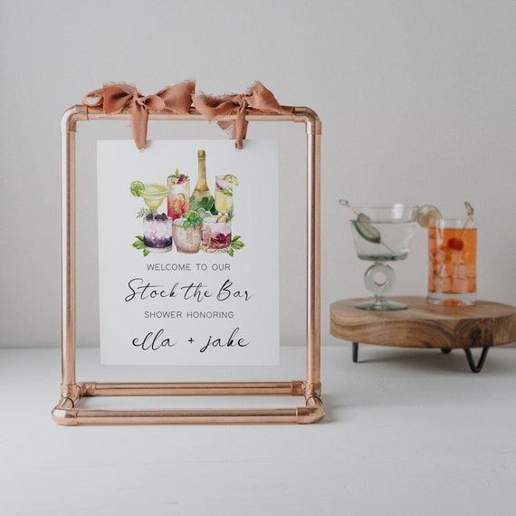Stock the Bar Couples Shower Welcome Sign, Stock Their Bar Couples ...
