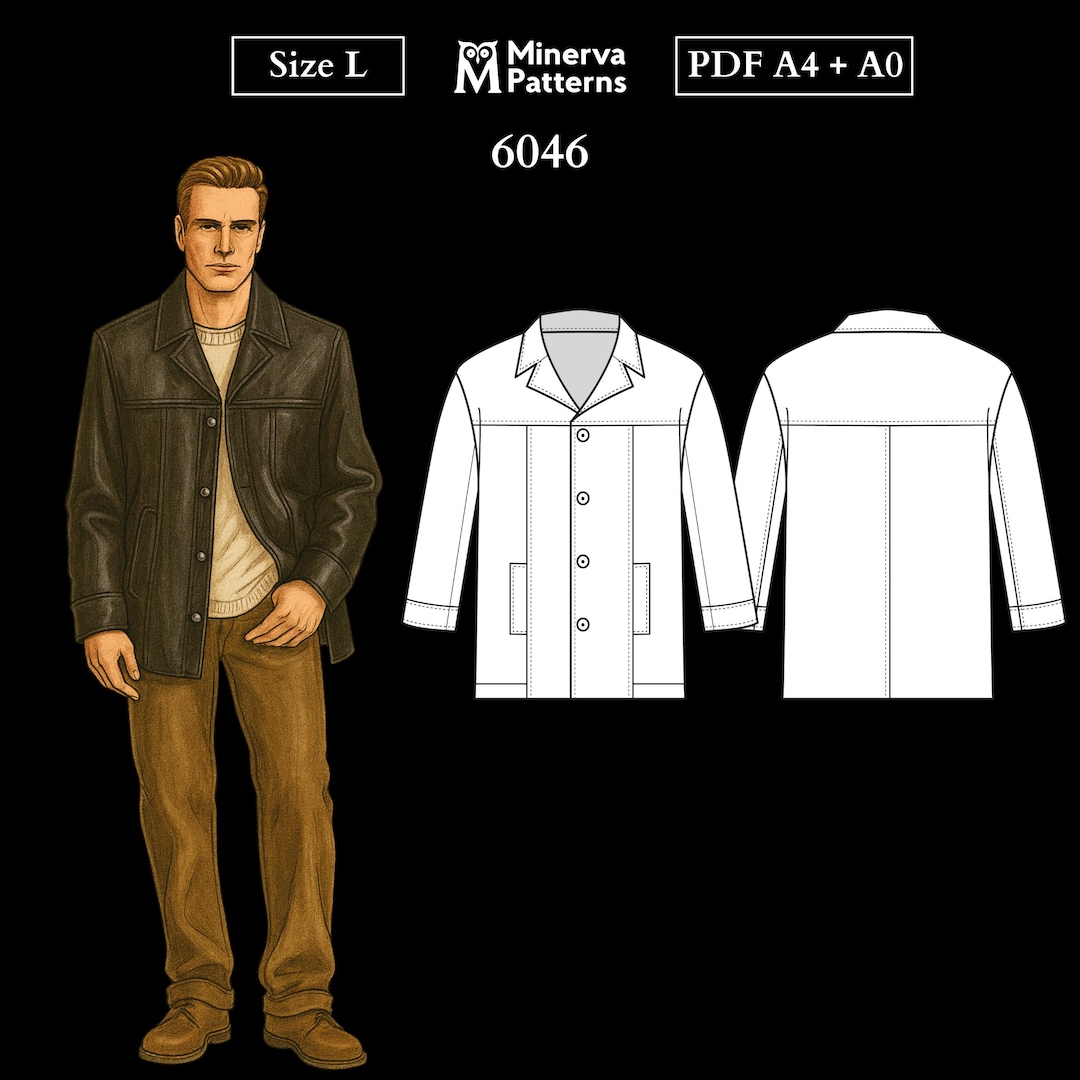 Mens Sewing Pattern 6046 | Casual Jacket With Yoke, Front Panel Seams ...