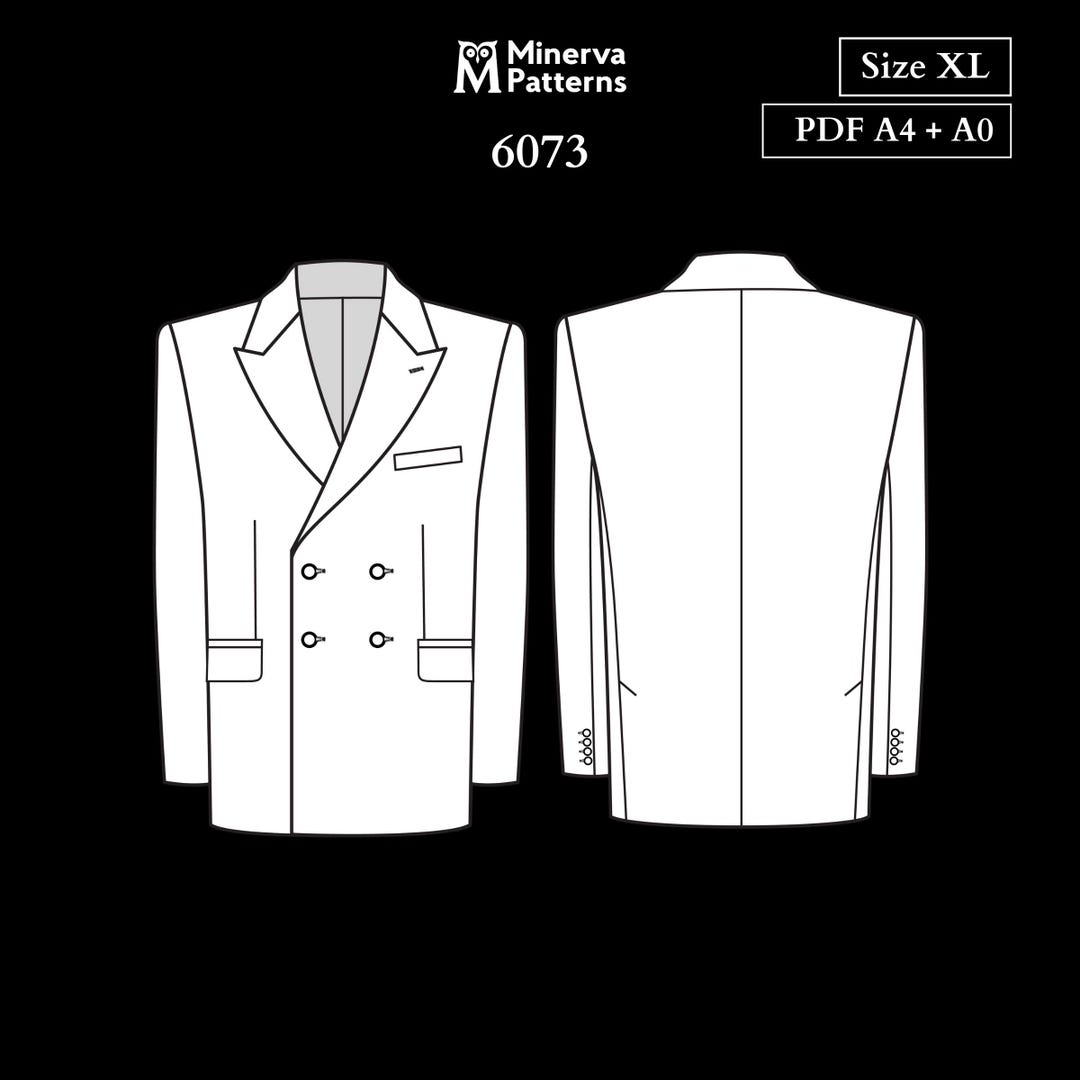 Mens Sewing Pattern 6073 | Double-breasted Blazer With Double Back ...