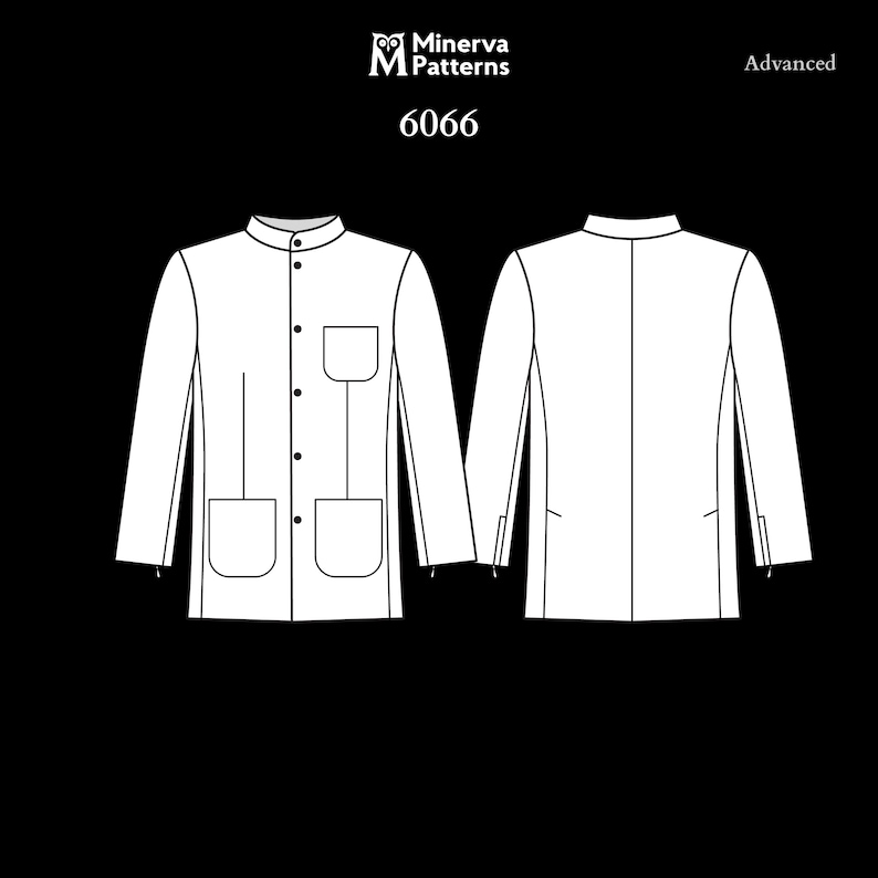 Mens Sewing Pattern 6066 | French Jacket With Stand Collar, Patch ...