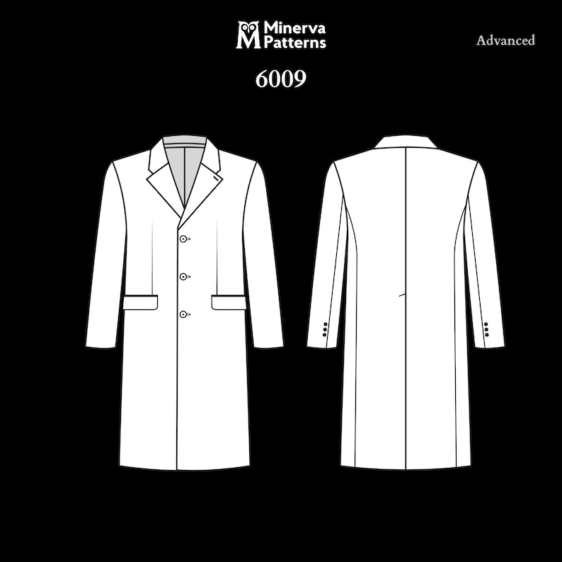 Mens Sewing Pattern 6009 | Single-breasted Coat With Notched Lapels and ...