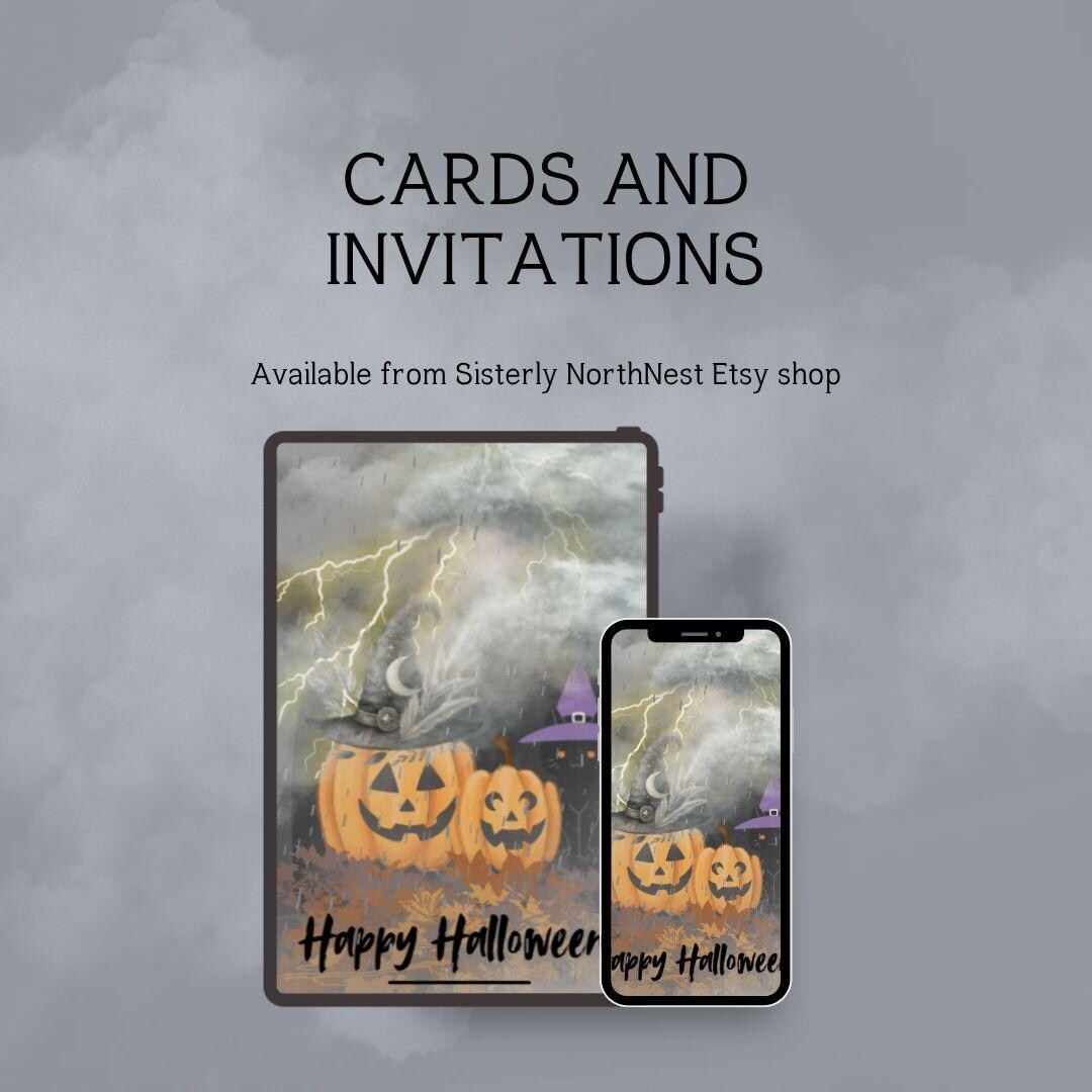 Editable Lightning Pumpkin Halloween Card (PDF & MP4) - Etsy