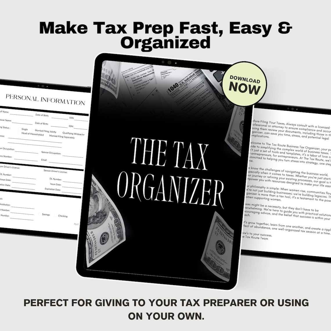 Tax Organizer Template Small Business Tax Binder & Forms Instant ...