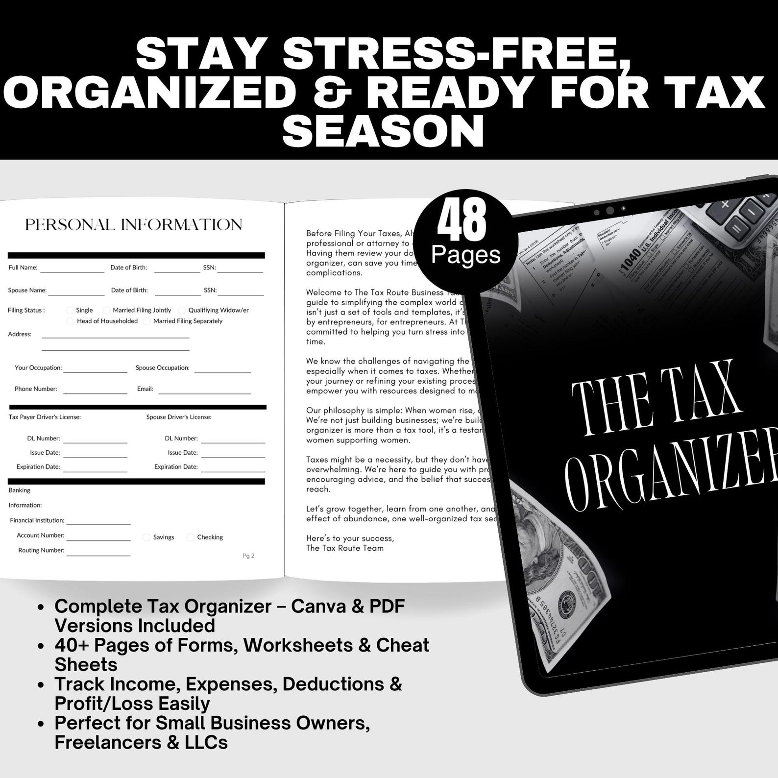 Tax Organizer Template Small Business Tax Binder & Forms Instant ...
