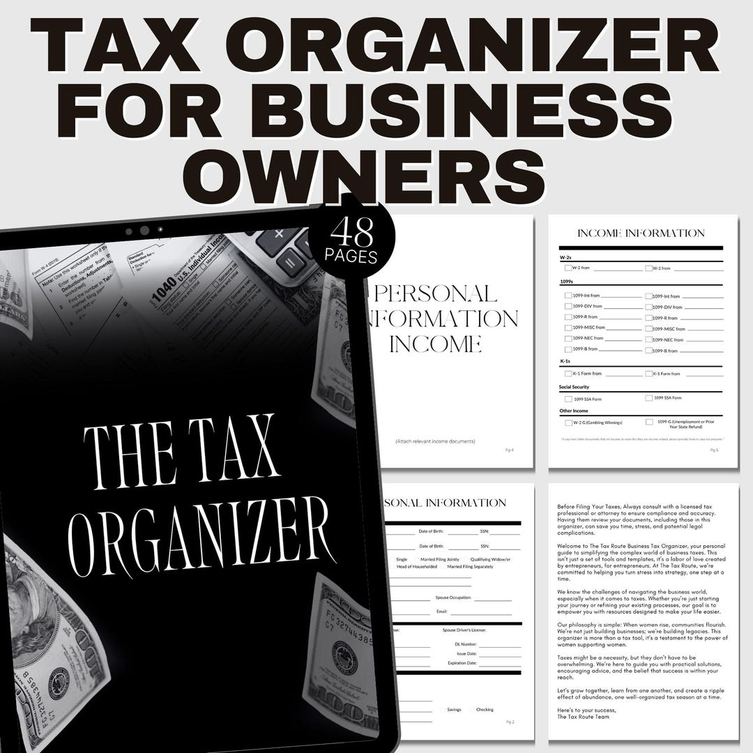 Tax Organizer Template Small Business Tax Binder & Forms Instant ...